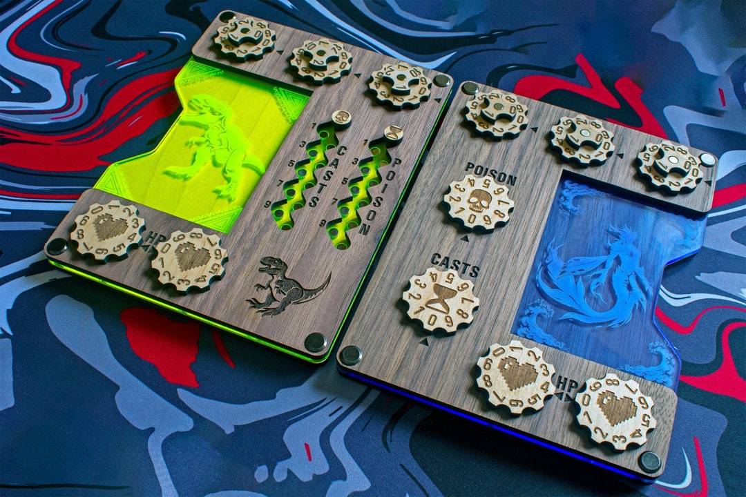 MTG Command Zone Tray - EDH Commander - Real Wood and Acrylic Tracker ...