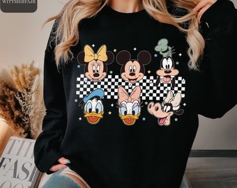 Checkered Disney Characters, Retro Disney Characters, Minnie Checkered ...