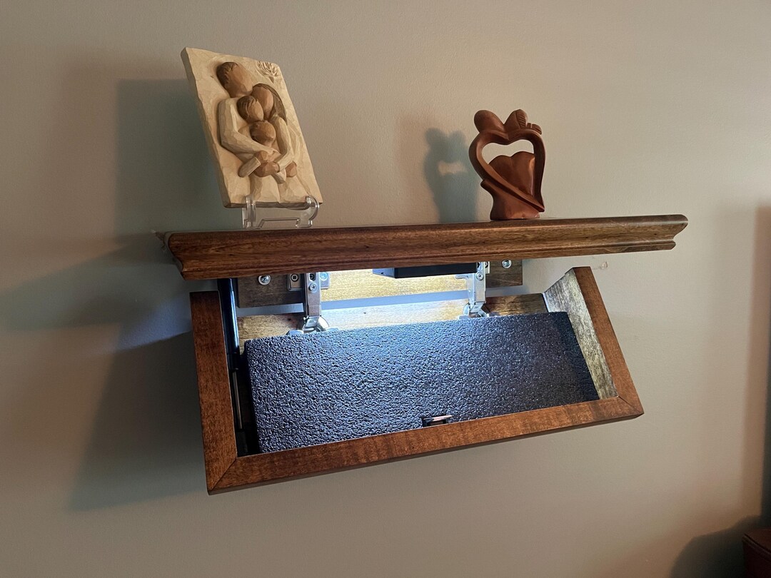 Stained Wall Shelf With Hidden Compartment and Magnetic Locking System ...