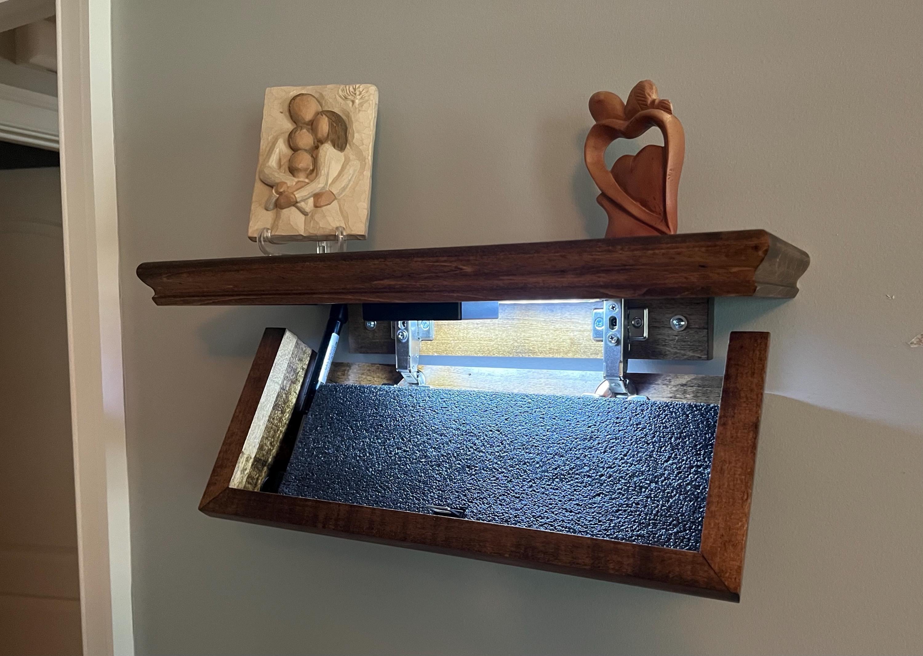 Stained Wall Shelf With Hidden Compartment and Magnetic Locking System ...