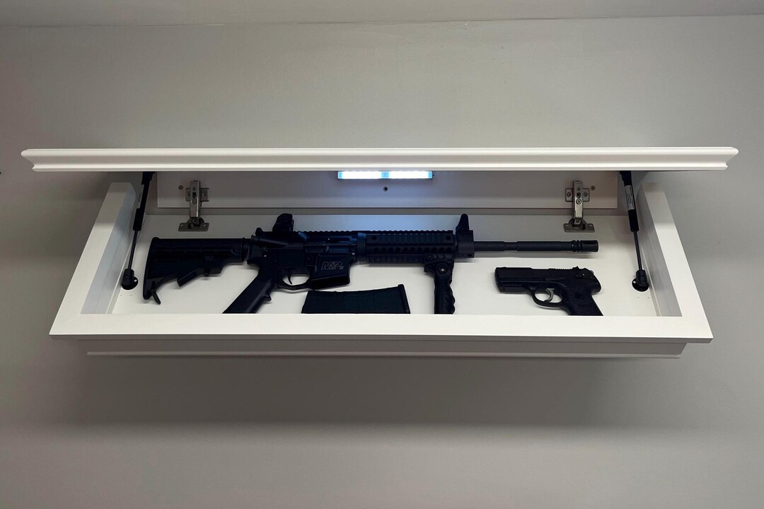42"x13.5" Painted Wall Shelf With Hidden Compartment and RFID Locking ...