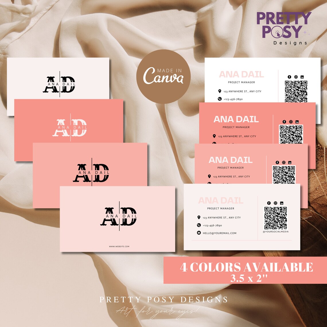 Business Card QR Code Canva Editable Business Card Template Digital ...