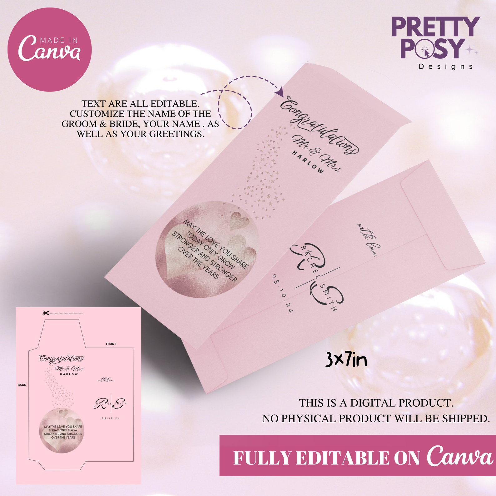 Printable Wedding Money Envelope Wedding Money Gift Holder Cash ...