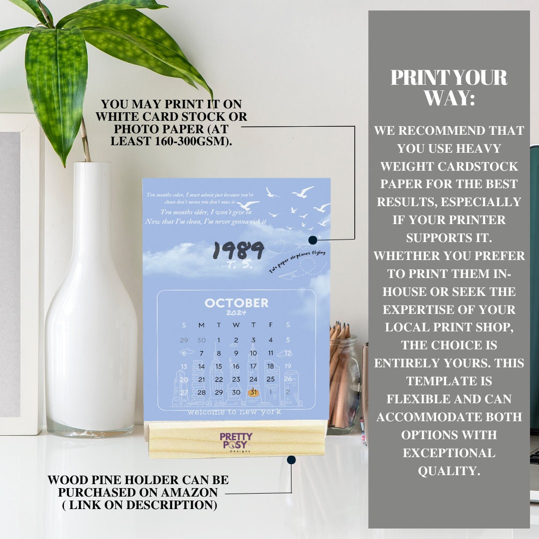 2024 Printable Taylor Swift Eras Tour Calendar Desk Calendar 2024 ...