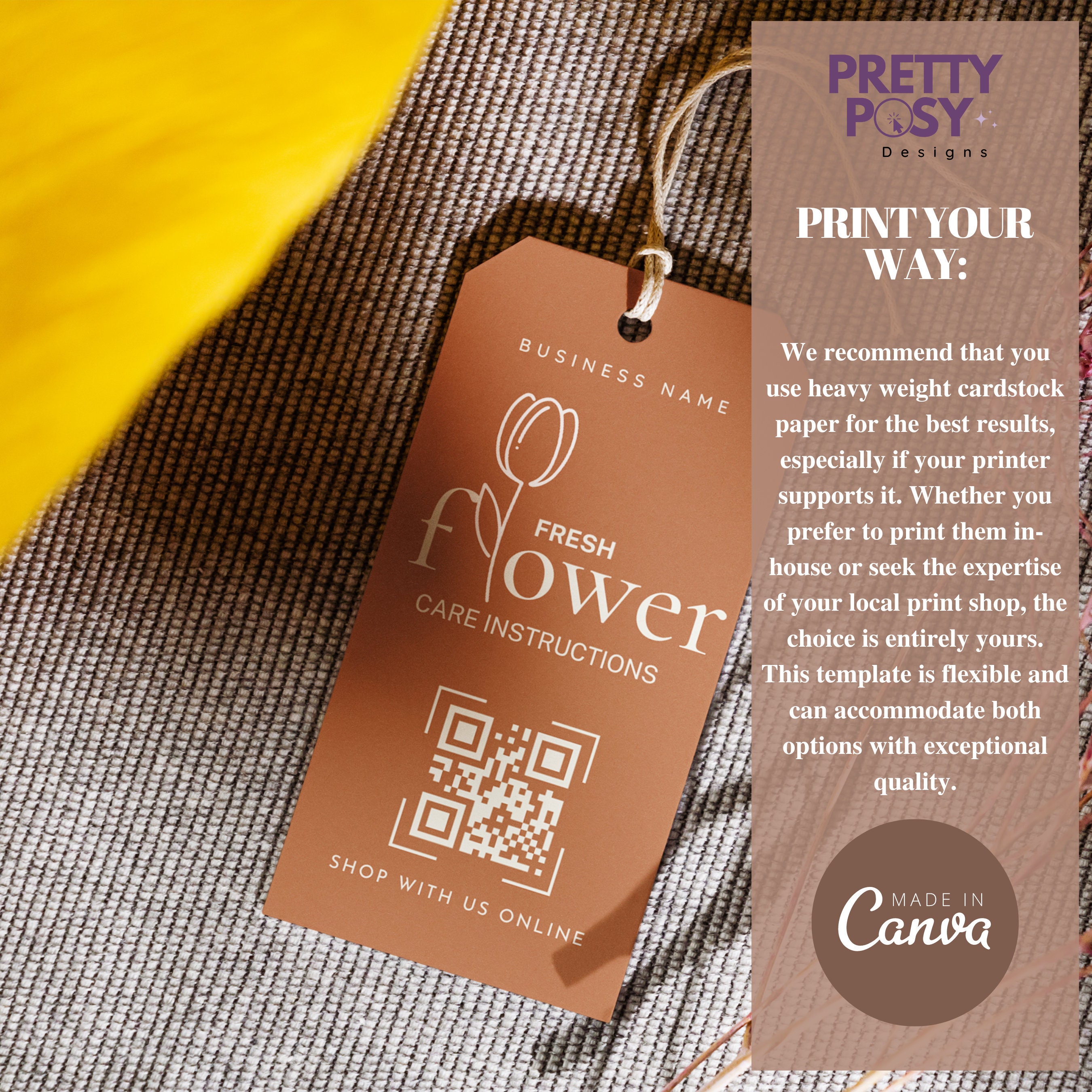 Editable Florist Hang Tag Template,fresh Flower Care Card,flower Care ...