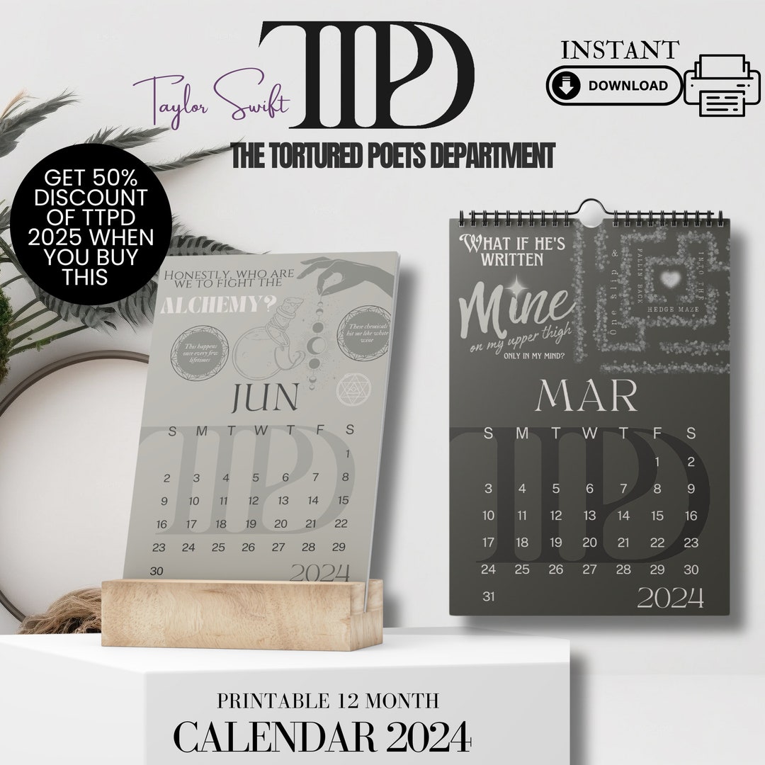 2024 Printable the Tortured Poets Department Calendar Desk Calendar ...