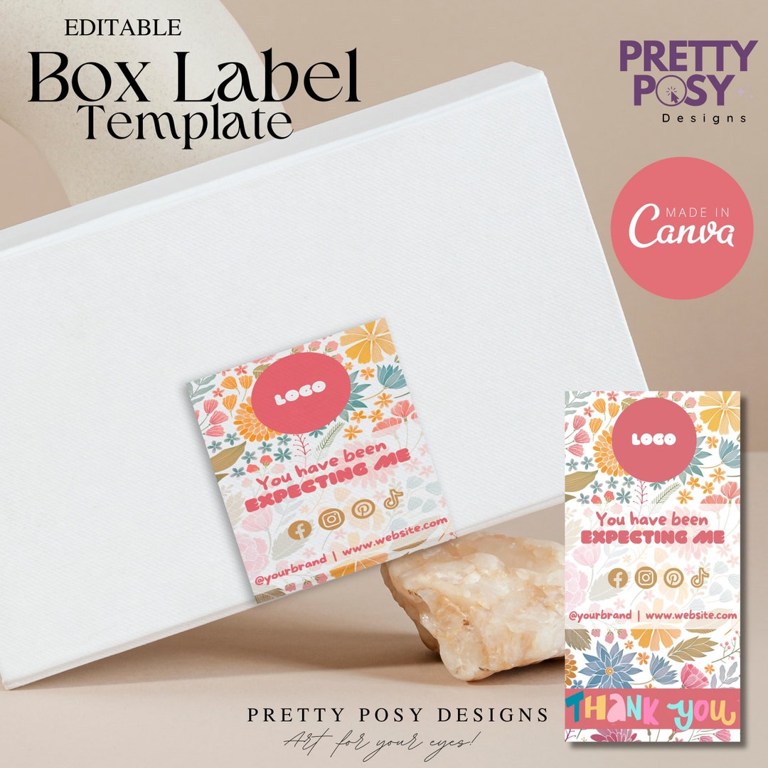 Editable Box Label Template Parcel Sticker Custom Packaging Labels ...