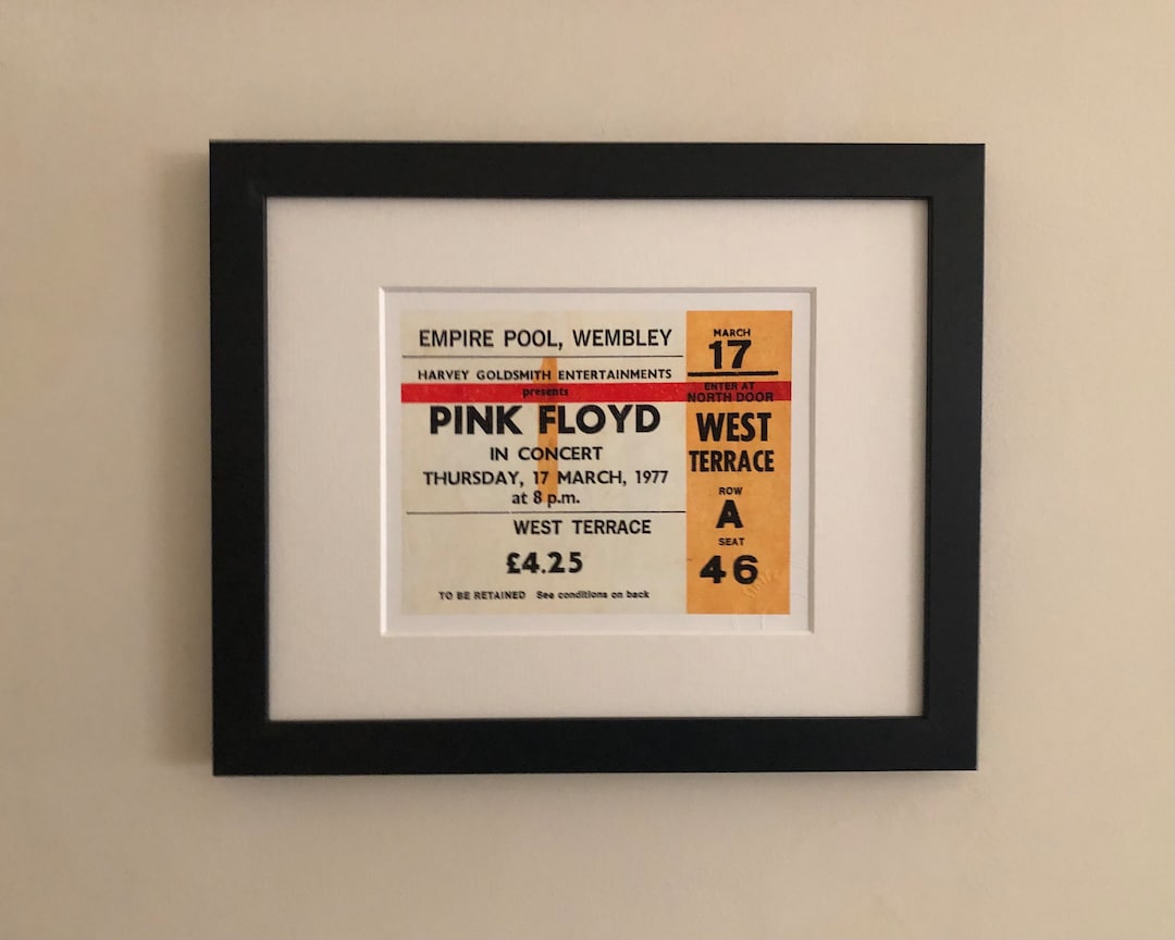 PINK FLOYD 1977 Wembley Empire Pool Concert Ticket Framed Giclee Print ...