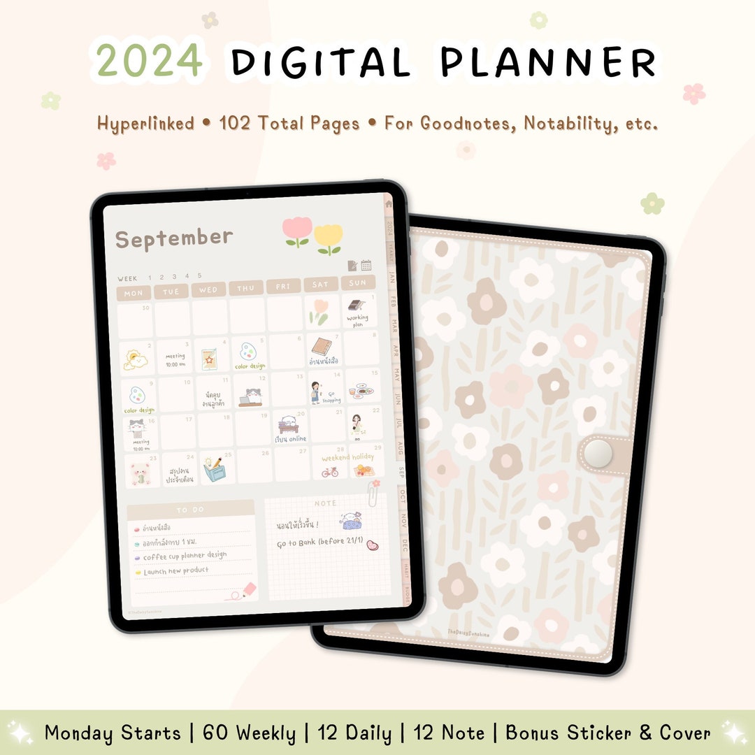 2024 Digital Planner 2024 Portrait Planner 2024 Dated Planner Goodnotes ...