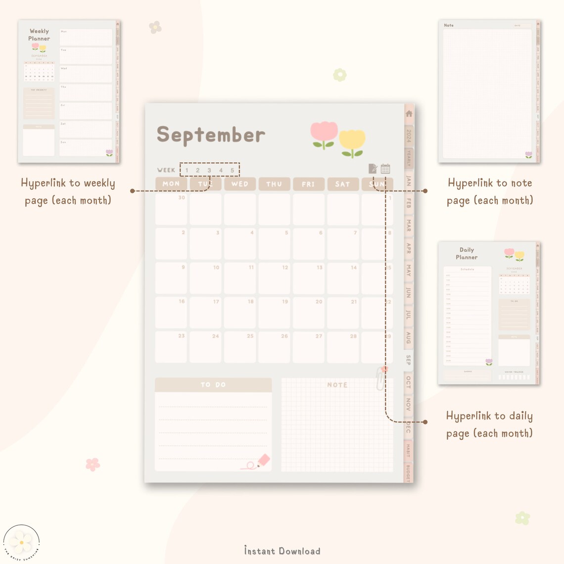 2024 Digital Planner 2024 Portrait Planner 2024 Dated Planner Goodnotes ...