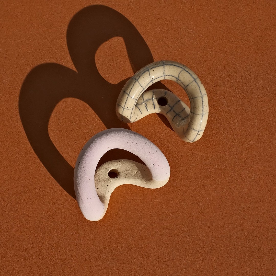 Set of 2 Wall Hooks Ceramic Decorative Handmade Coat Hook / Colorful ...