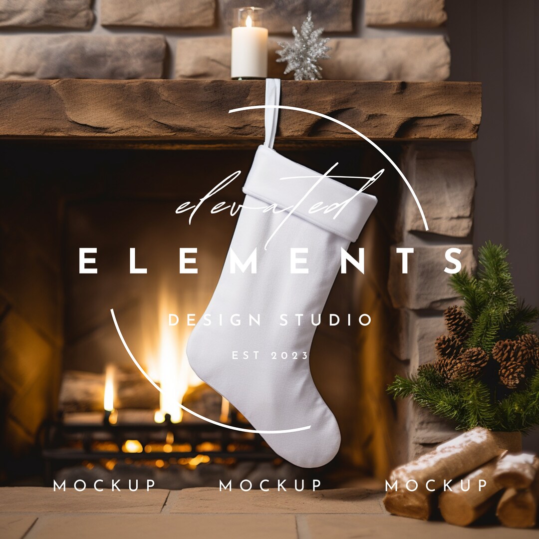 Festive Stocking Mockup Blank Stocking Blank Christmas Mockup Stocking ...