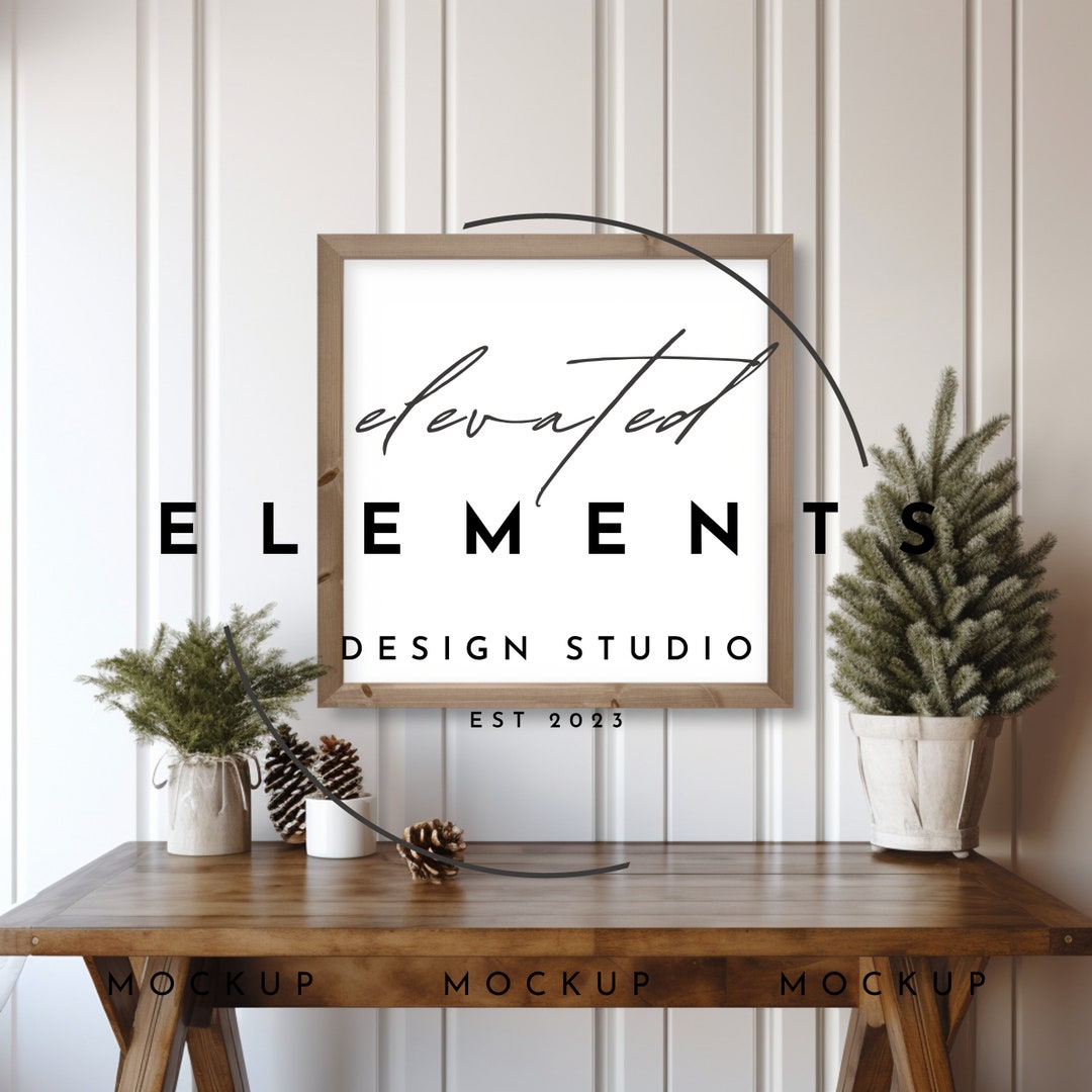 Framed Sign Mockup, SVG Overlay Mockup, Blank White Sign Styled Photo ...