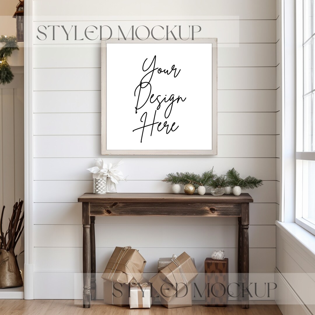 SVG Overlay Mockup, Blank White Sign Styled Photo, Farmhouse Christmas ...