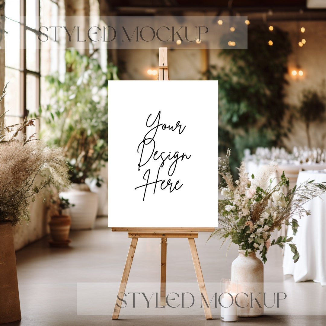 Elegant Styled Welcome Sign Mockup, Wedding Welcome Sign Styled Mock Up ...
