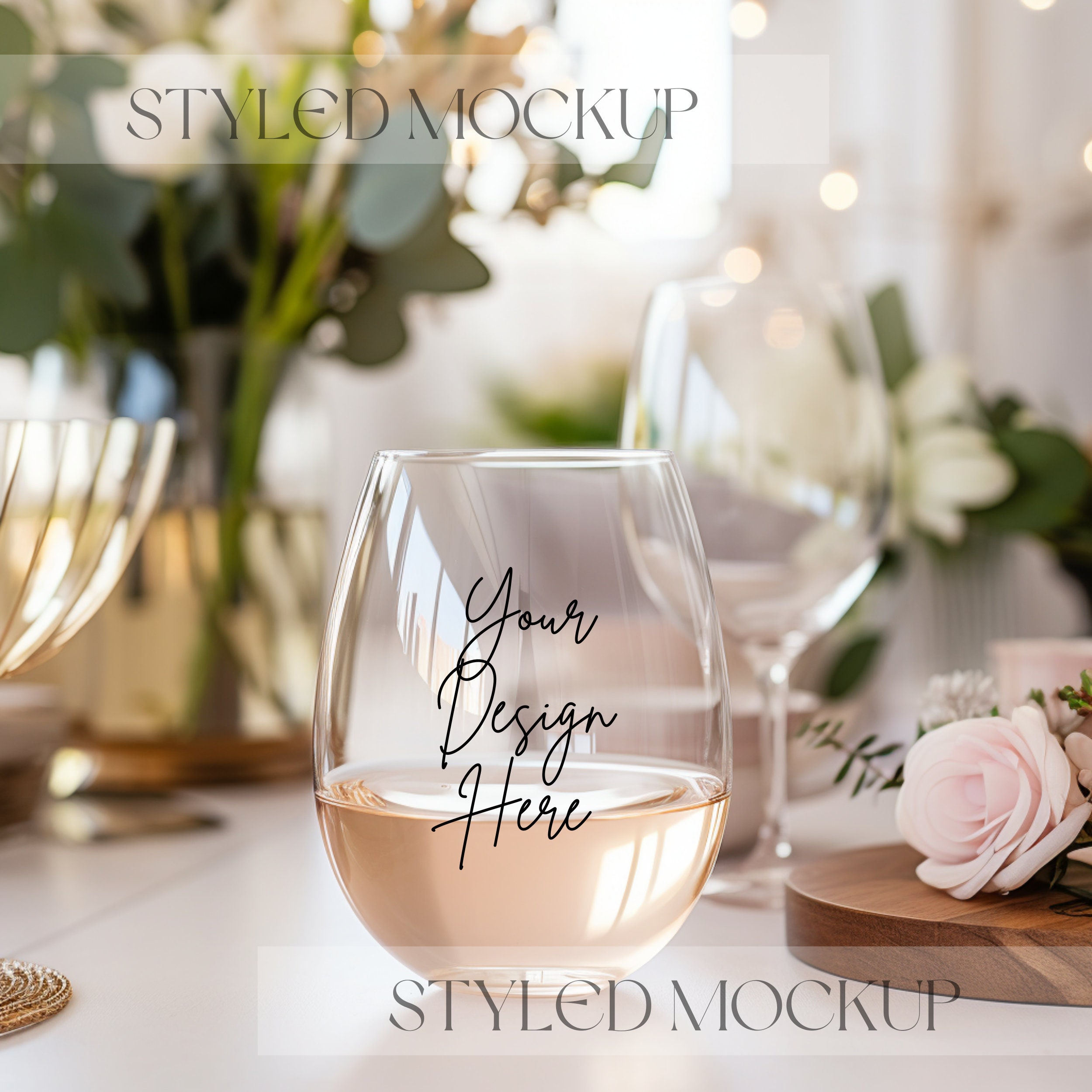 Wedding Wine Glass Mockup, Stock Photo Mockup, Wedding Glass Mock Up ...