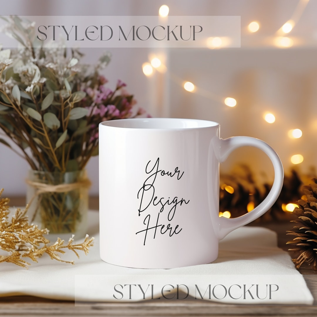 Blank White Mug Mockup, Sublimation Mug Mock Up, Styled Stock Photo ...