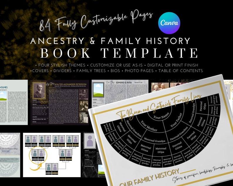 Family History Book - Canva Template - Etsy