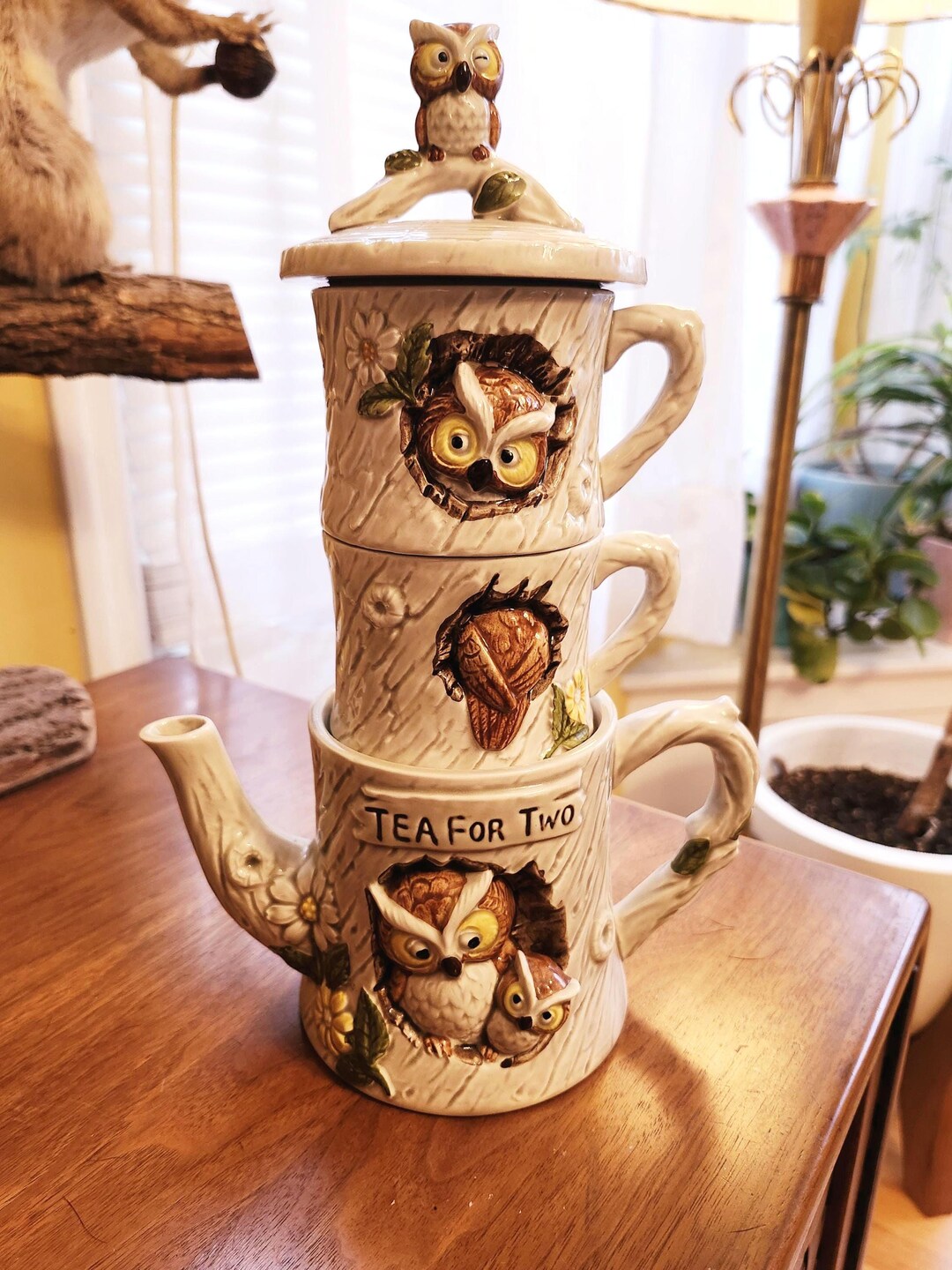 Vintage 1970's Stackable Ceramic Owl Tea Set - Etsy