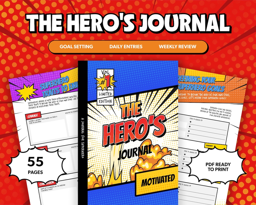 Printable Superhero Daily Journal for Comic Book Nerds Journal for Kids ...