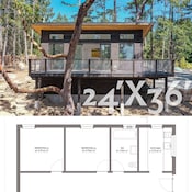 26' X 36' 2 Bedroom W/loft Cabin Plan Architectural Plans includes ...