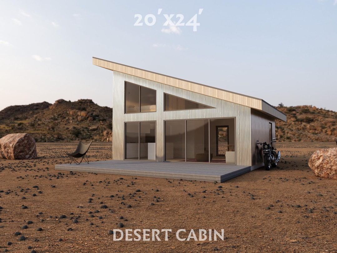 Desert Cabin Plans - 20'x24, 1 Bedroom Loft - Etsy