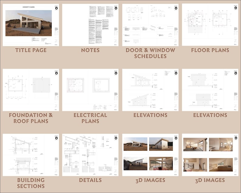 Desert Cabin Plans - 20'x24, 1 Bedroom Loft - Etsy