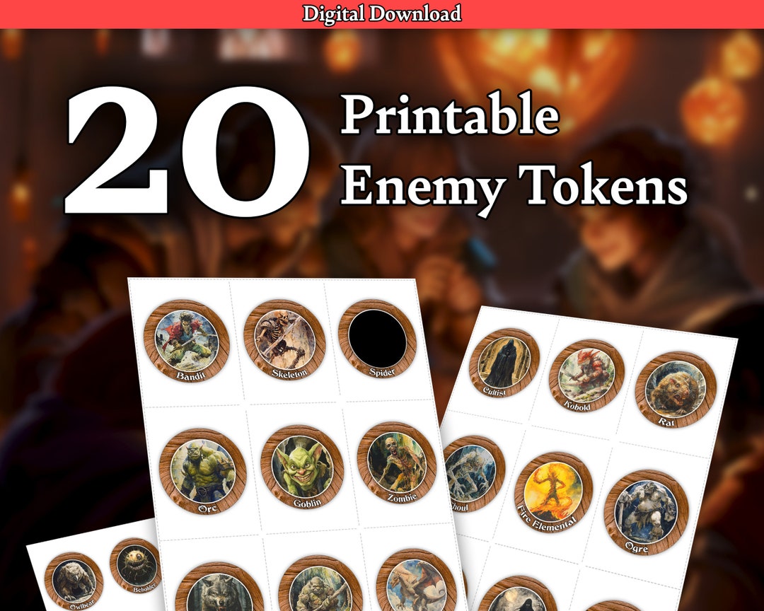 D&D Printable Enemy Tokens Set | 20 Unique Creatures | Dm's Essential ...