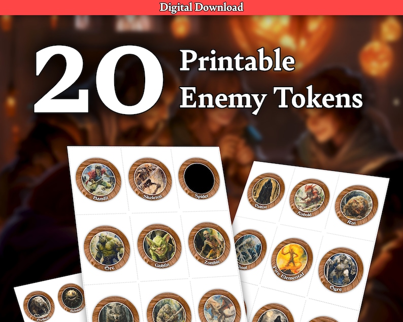 D&D Printable Enemy Tokens Set | 20 Unique Creatures | Dm's Essential ...
