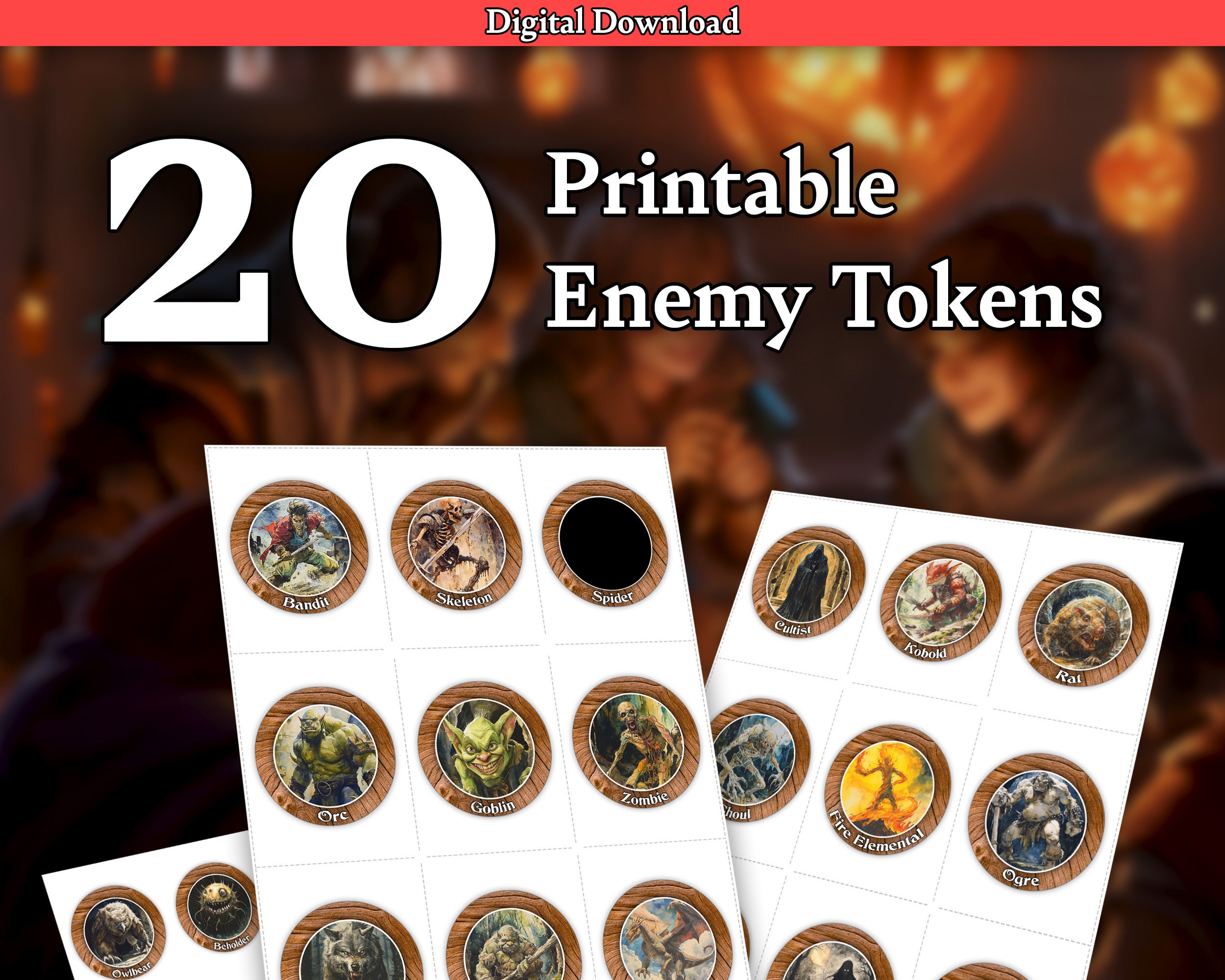 D&D Printable Enemy Tokens Set | 20 Unique Creatures | Dm's Essential ...