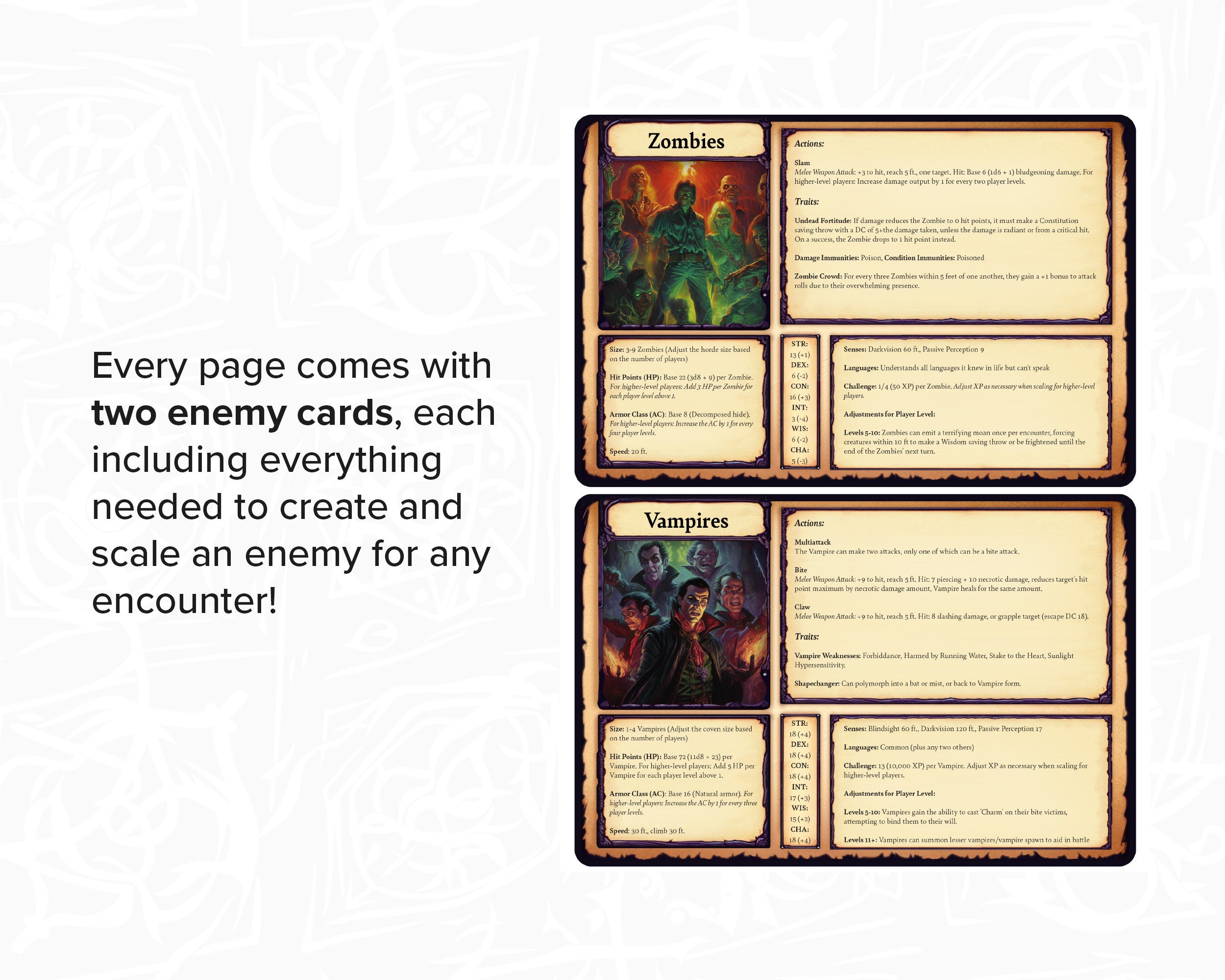 Dnd Enemy/monster Cards - Comprehensive NPC & Monster Stats for Dms ...