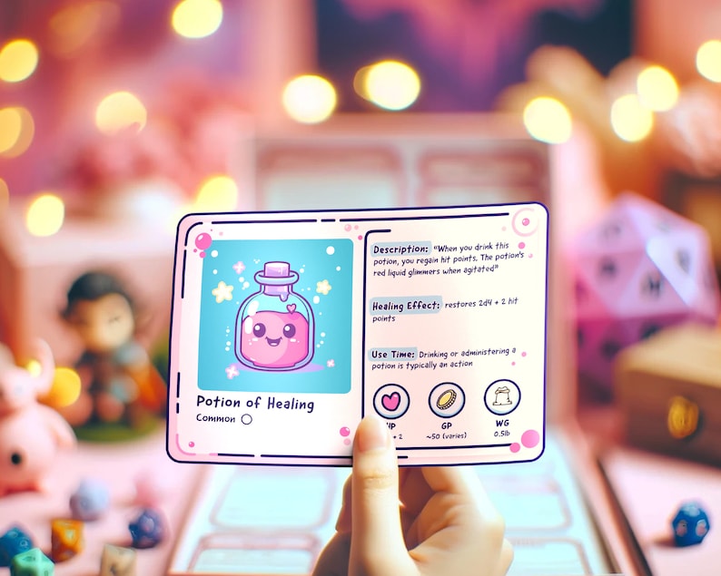 Cute Printable Dnd Health Potion Cards - Adorable Pink Potion Reference ...