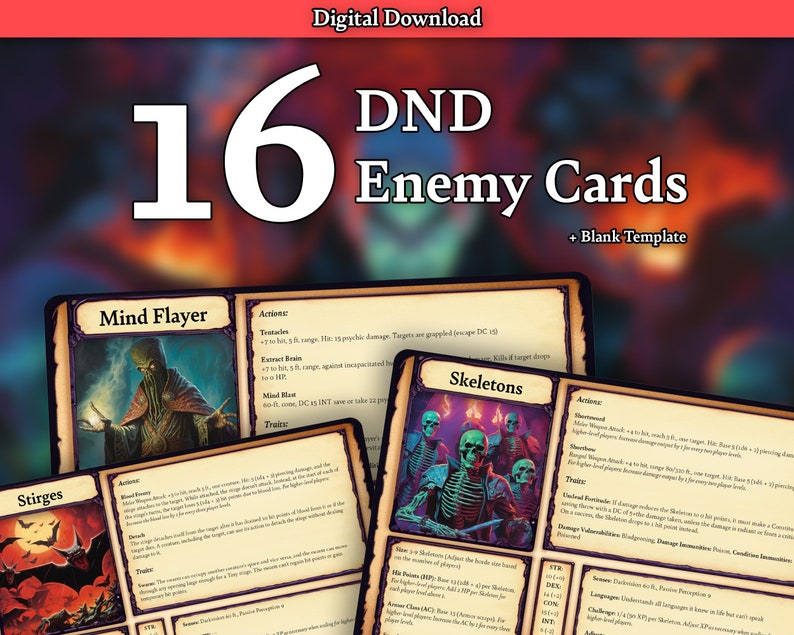 Dnd Enemy/monster Cards - Comprehensive NPC & Monster Stats for Dms | 5e Encounter Aid | Digital ...