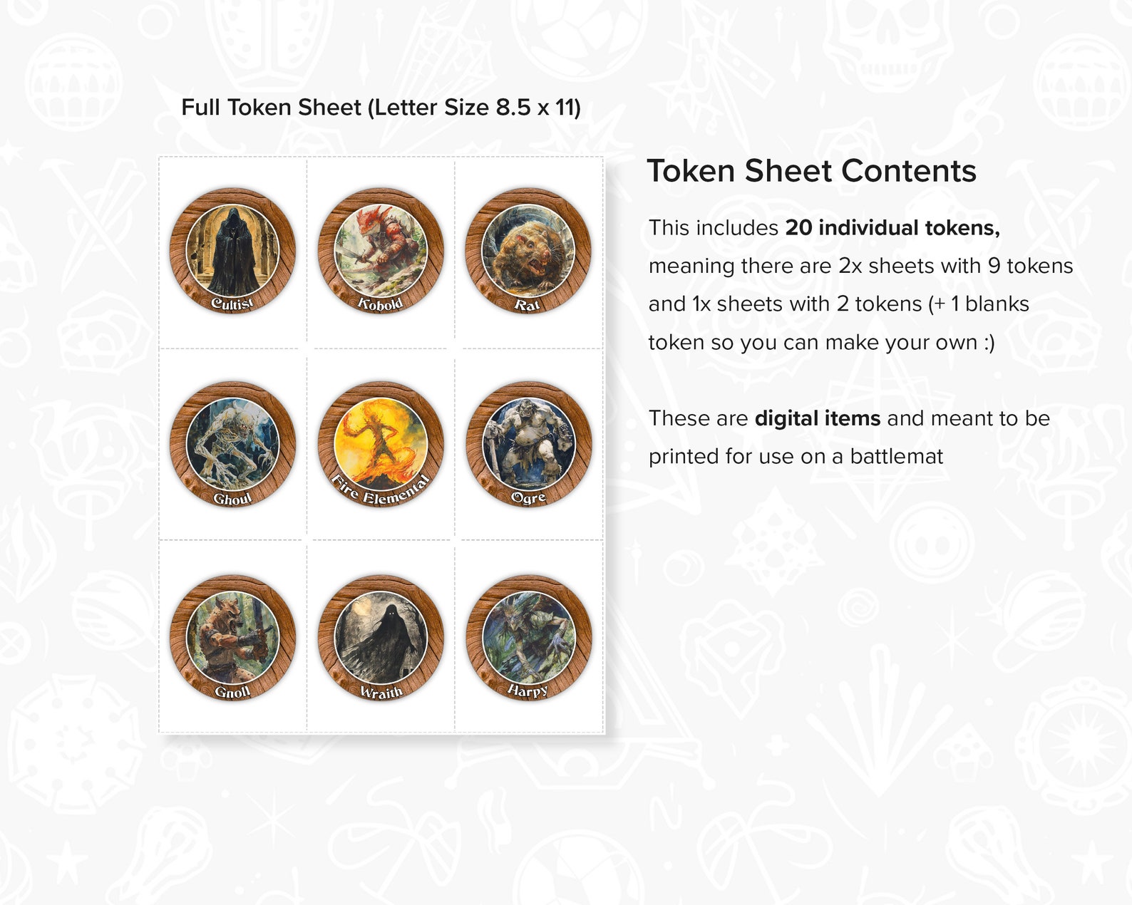D&D Printable Enemy Tokens Set | 20 Unique Creatures | Dm's Essential ...