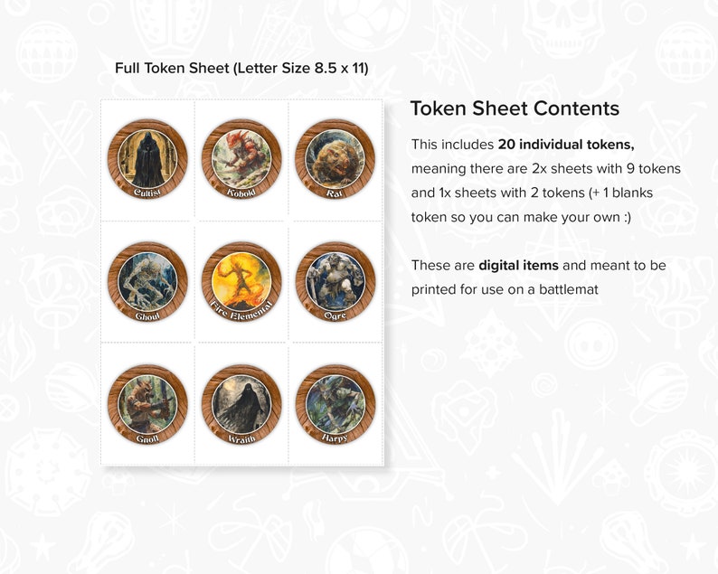 D&D Printable Enemy Tokens Set | 20 Unique Creatures | Dm's Essential | 5e Compatible | Digital ...