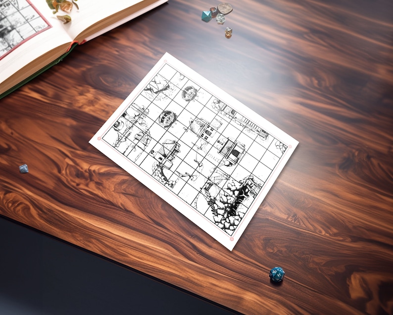 1-inch Square Printable Dnd Battlemap (letter) for Dungeon Masters: 5e ...