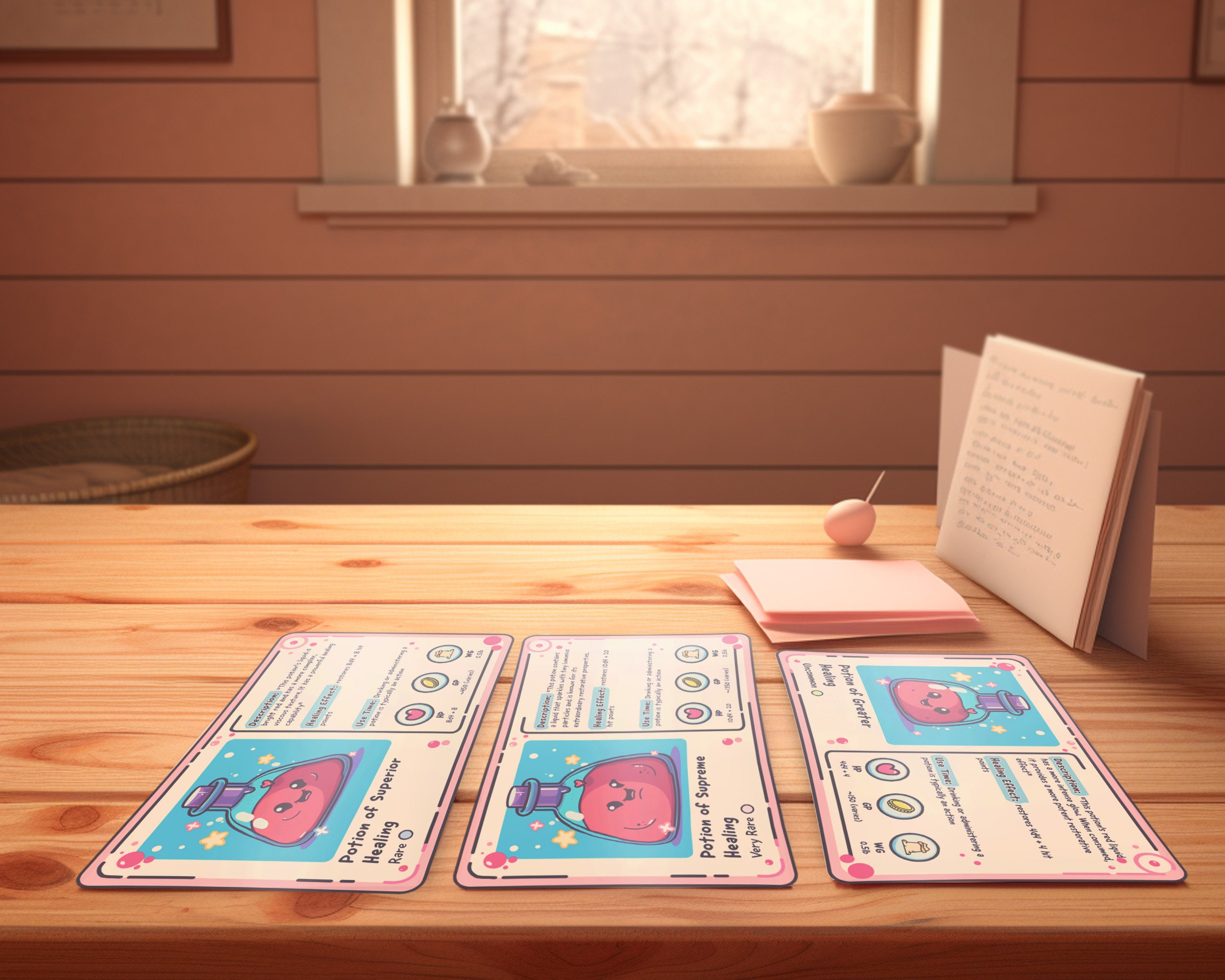 Cute Printable Dnd Health Potion Cards - Adorable Pink Potion Reference ...