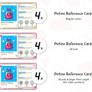 Cute Printable Dnd Health Potion Cards - Adorable Pink Potion Reference ...