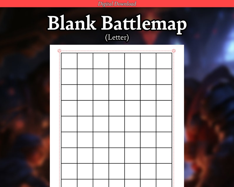 1-inch Square Printable Dnd Battlemap (letter) for Dungeon Masters: 5e Campaign Aid, Dungeons ...