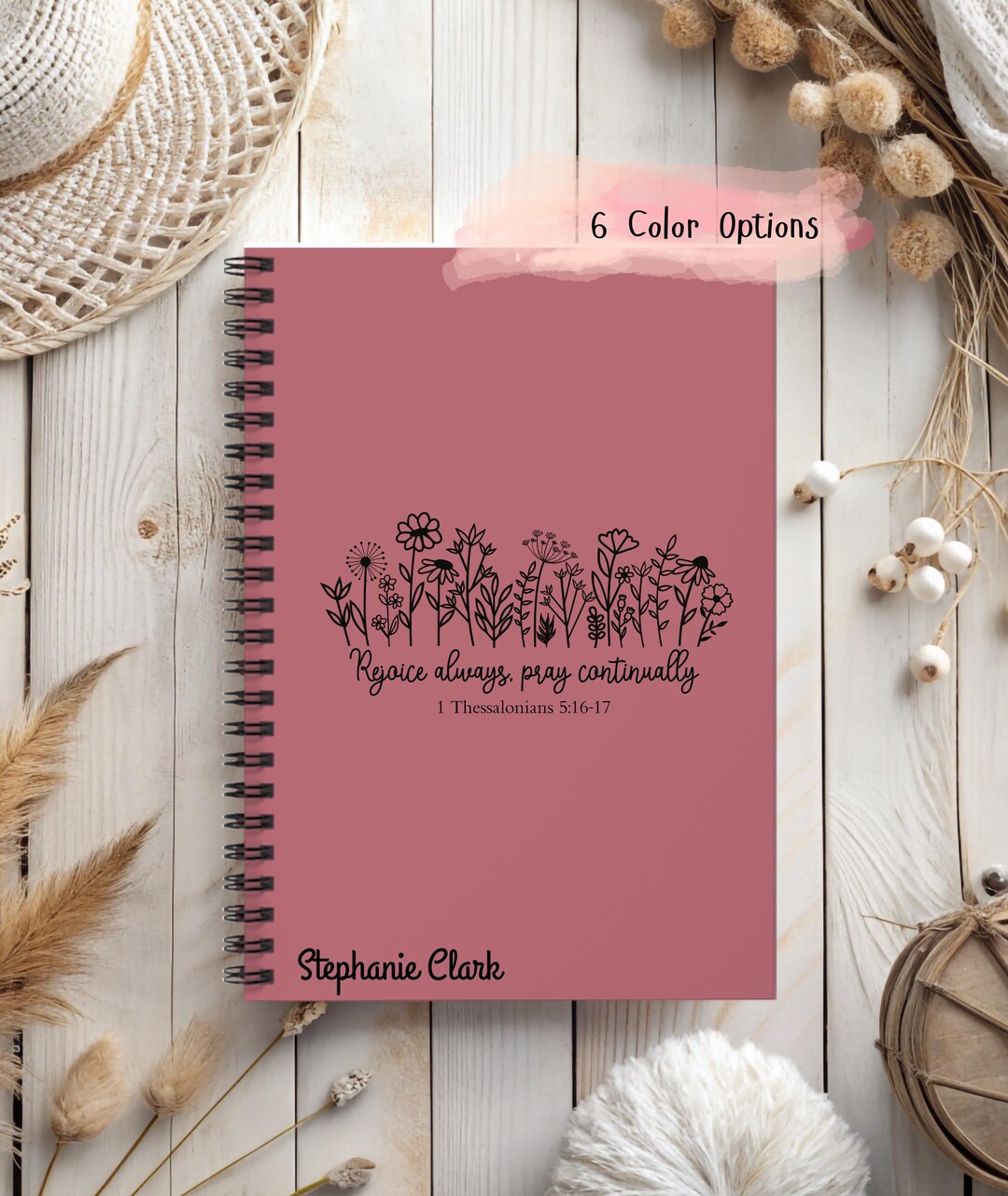 Personalized Spiral Sermon Notebook, Bible Study Journal, Rejoice ...
