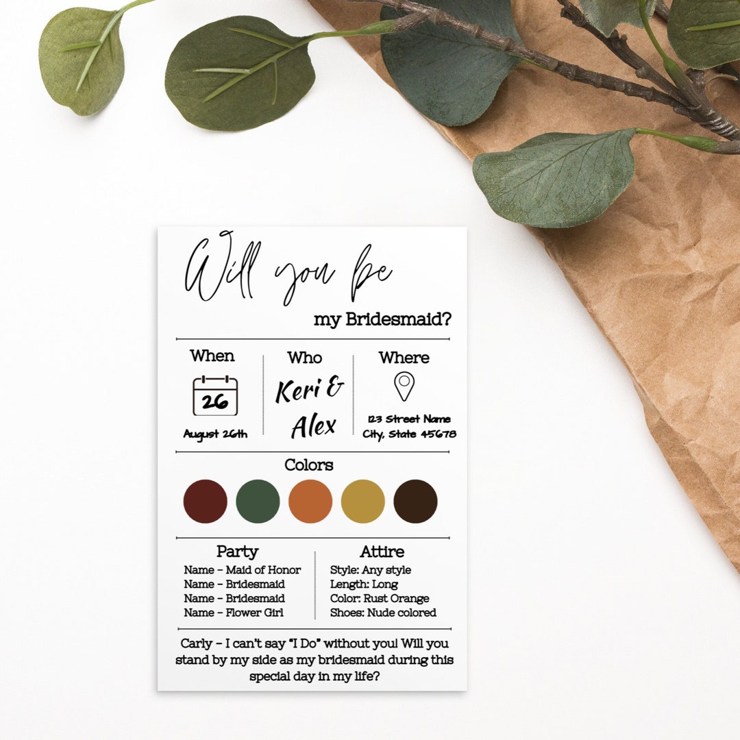 Wedding Party Proposal Card - Etsy