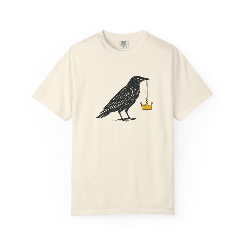Crow With Crown Folk Art Shirt , Minimal Bird Linocut Tee, Comfort ...