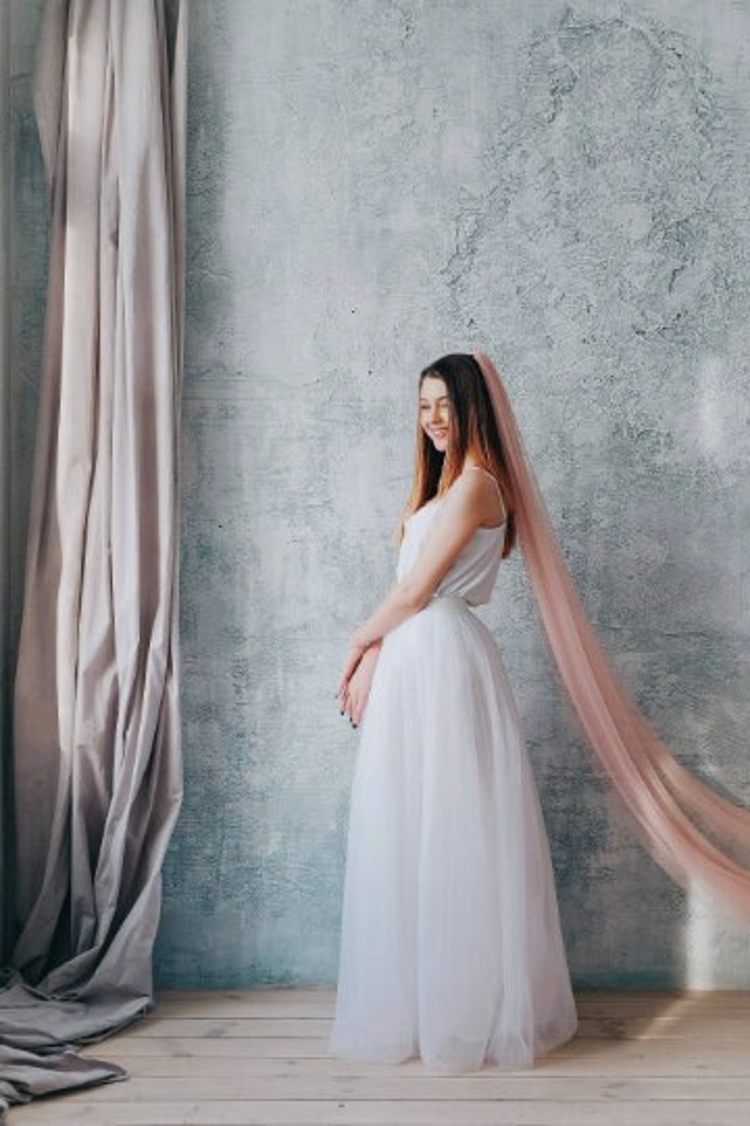 English Net Wedding Veil, Pink Veil - Etsy