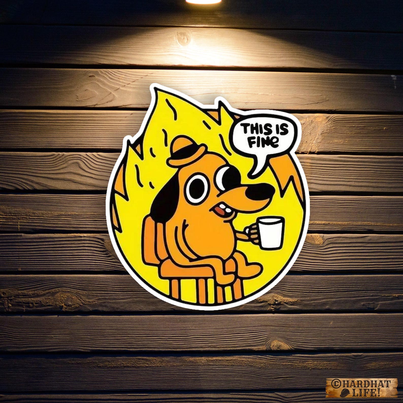 This is Fine, Fire Hard Hat, Tool Box, Water Bottle, Car Window, Funny ...