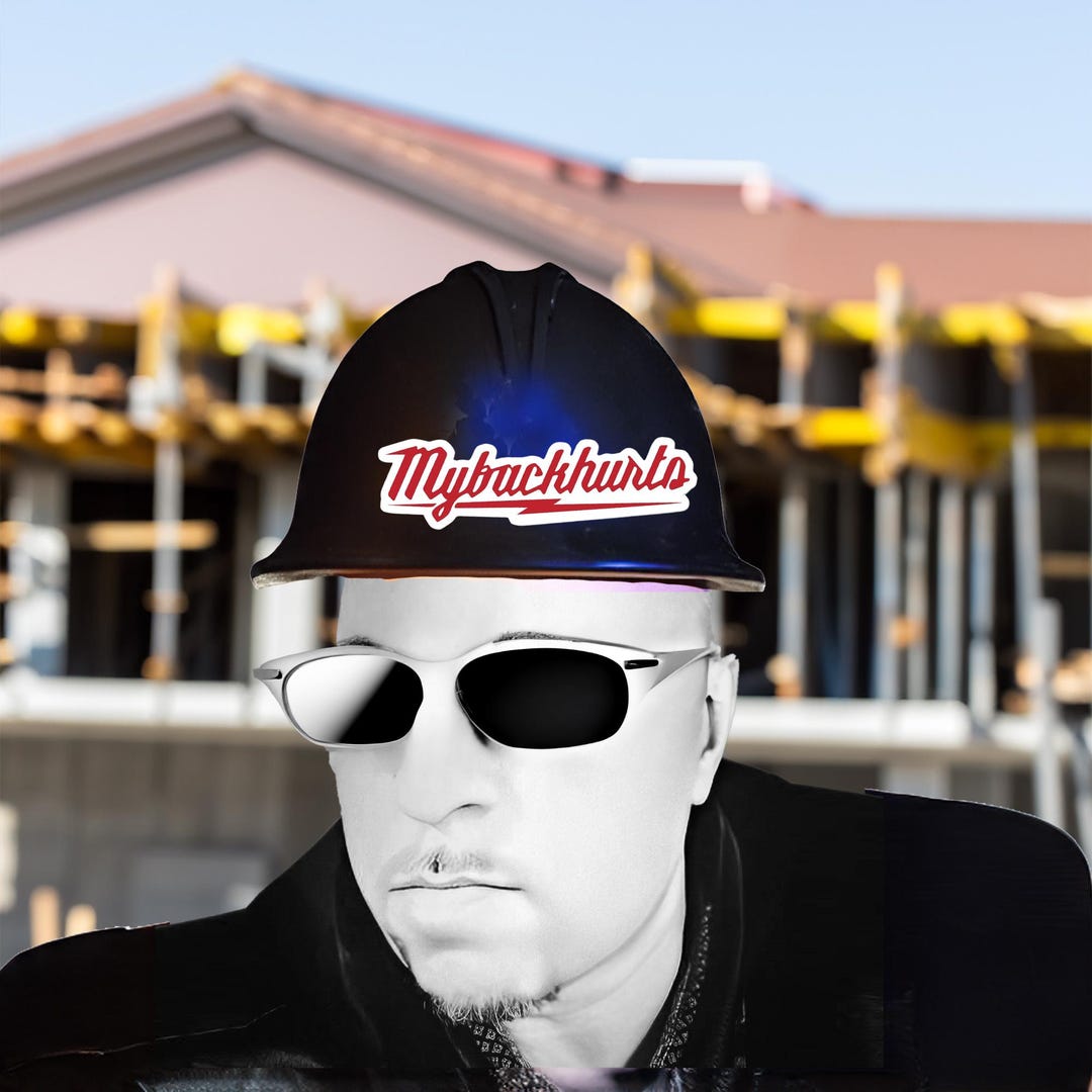 Mybackhurts Underlined, Hard Hat, Tool Box, Bottle, Funny Work Stickers ...