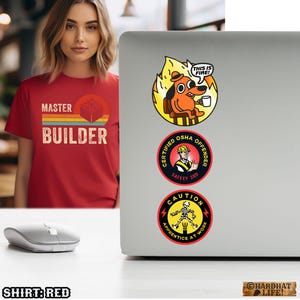 This is Fine! Fire Meme Sticker Hard Hat, 3" Tool Box, Water Bottle ...