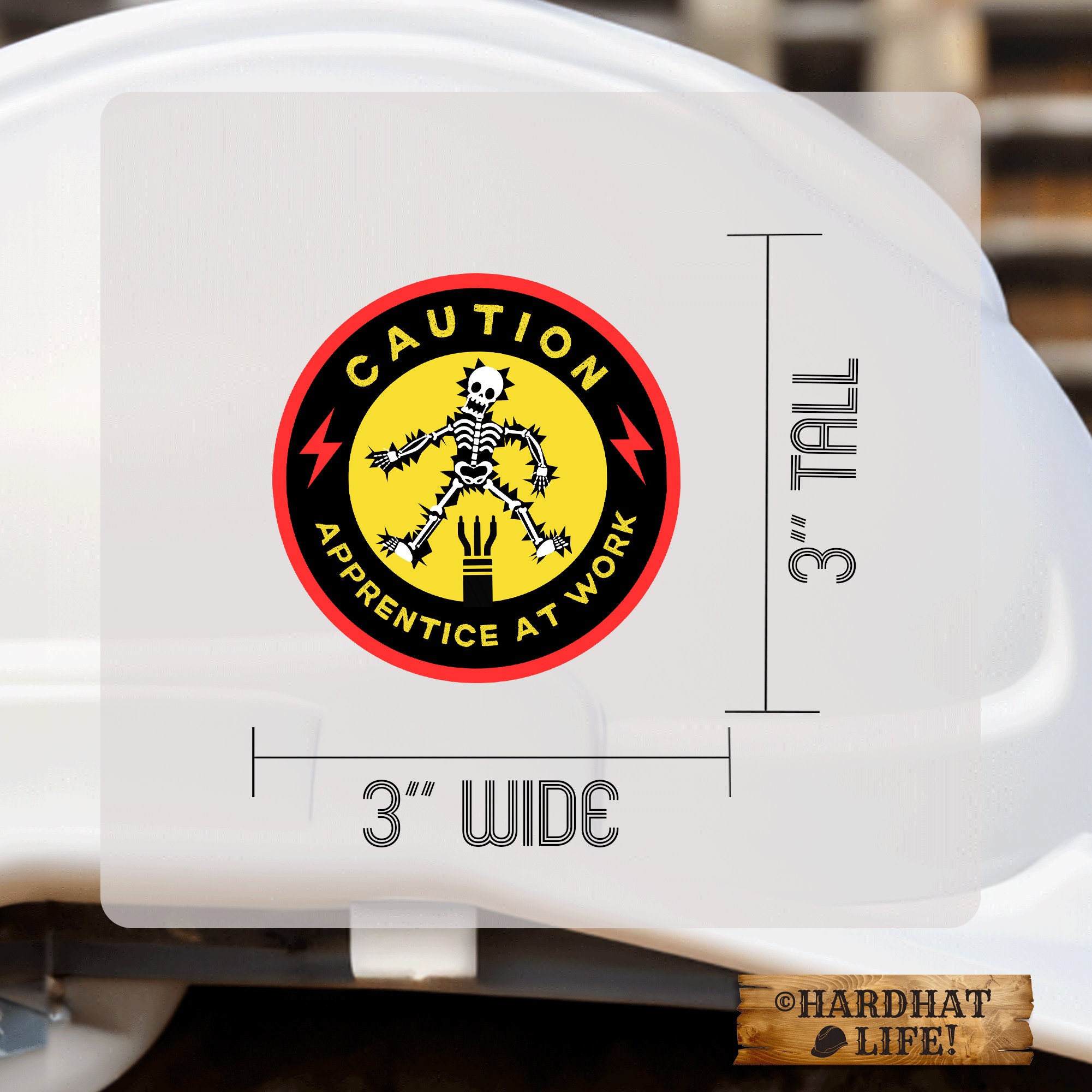 Sticker caution Apprentice at Work 100% Vinyl 3 Hard Hat, Toolbox ...