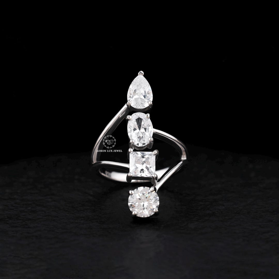 Multi Shale Cut Open Cuff Ring, Swirl Adjustable Unique Ring, Elegant ...