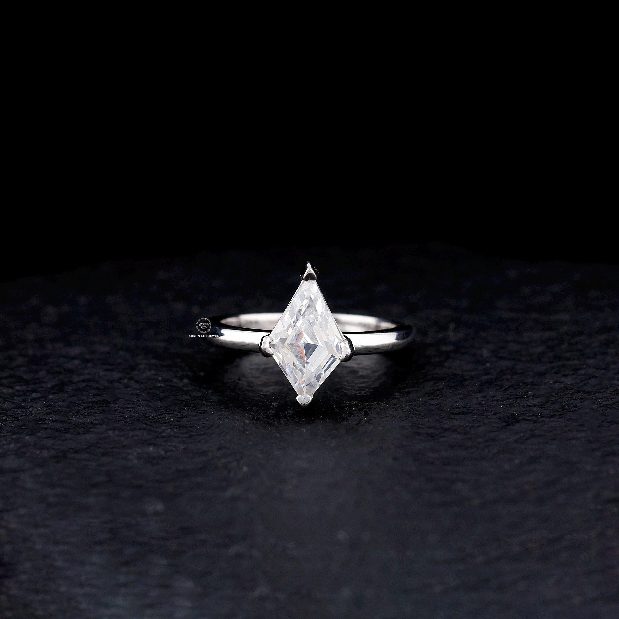 Kite Shape Ring in 14K Solid Yellow Gold, Kite Shape Diamond Engagement ...