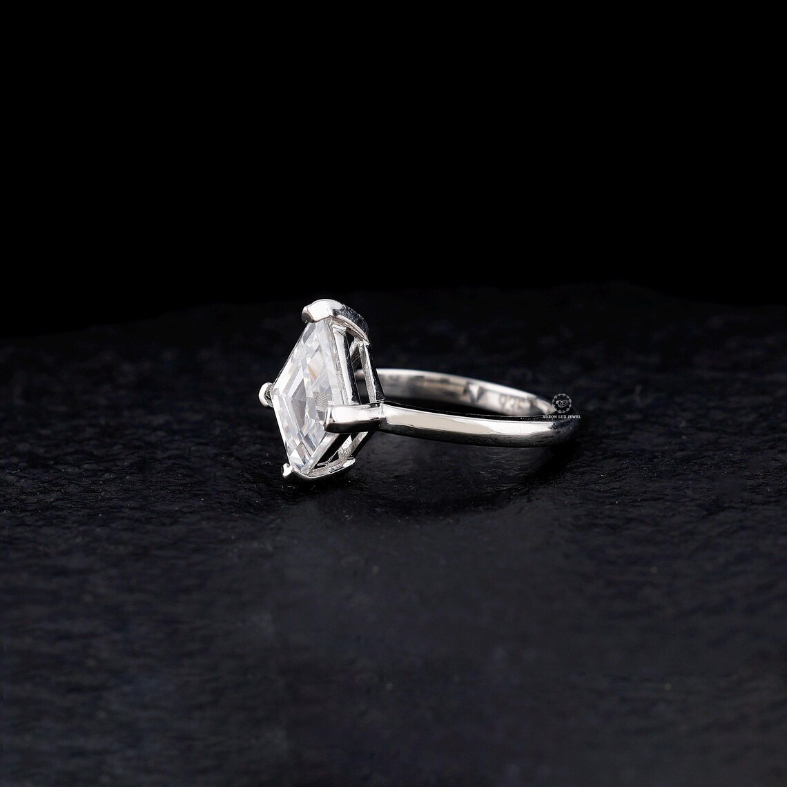 Kite Shape Ring in 14K Solid Yellow Gold, Kite Shape Diamond Engagement ...